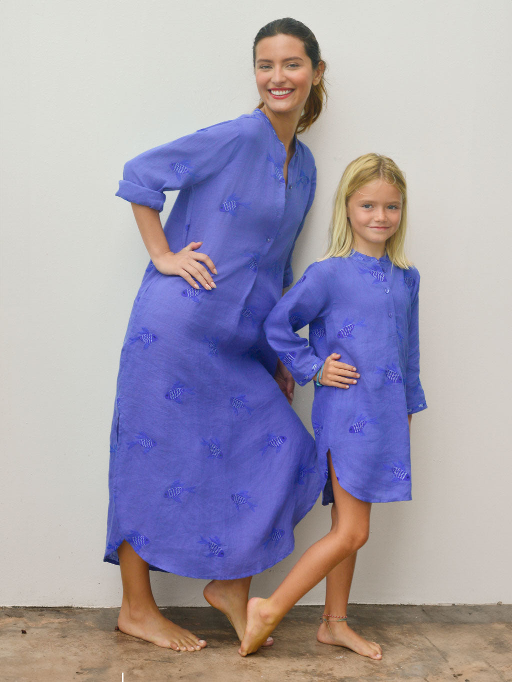 Nimo Kids - Cedar Kaftan Fish on Blue – Nimo With Love